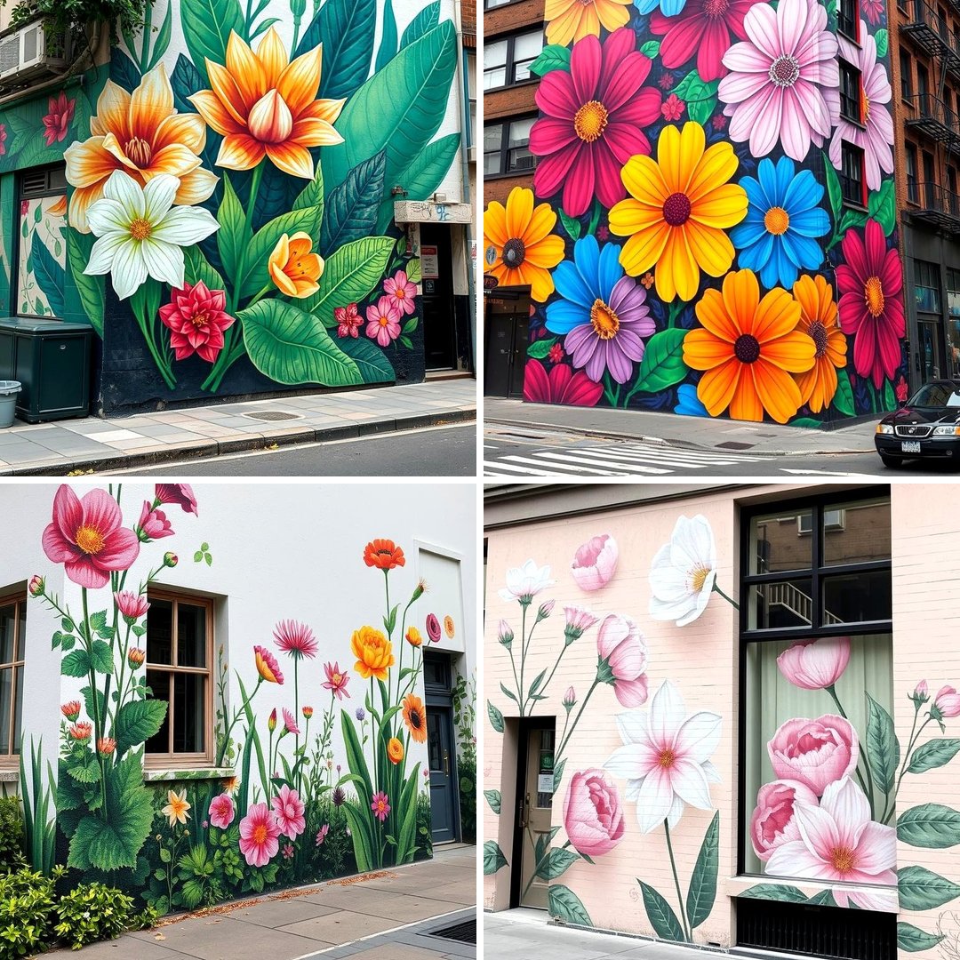 22 Flower Murals on Buildings for Urban Beauty - Lost At E Minor
