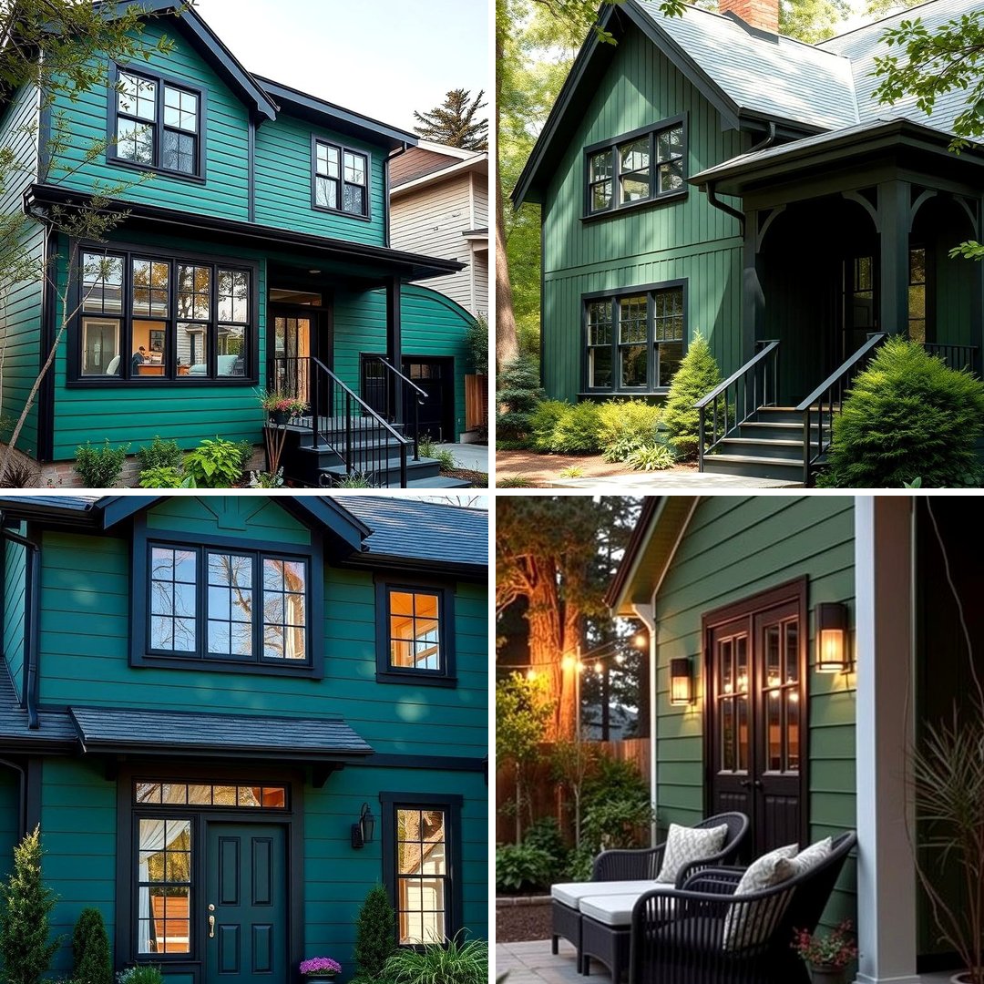 22 Forest Green Homes With Black Trim Exterior Ideas - Lost At E Minor
