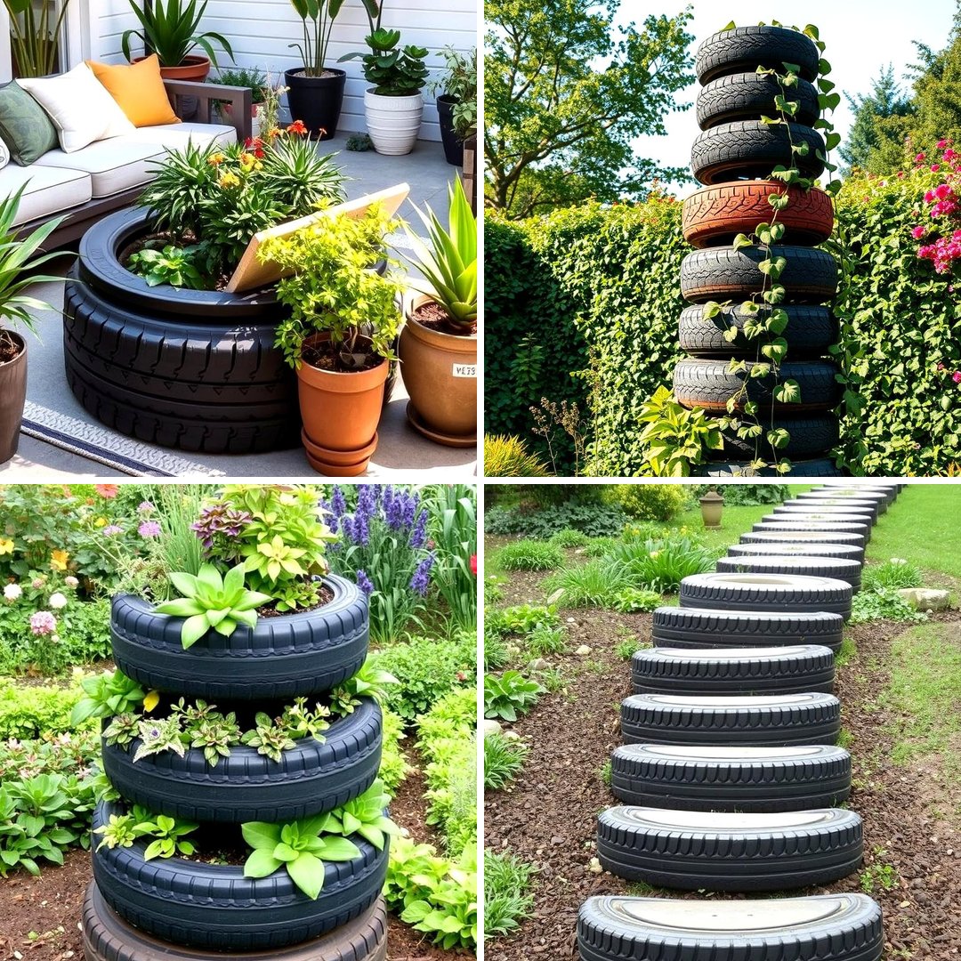 22 Recycled Tyre Garden Art Ideas for Creative Yards - Lost At E Minor