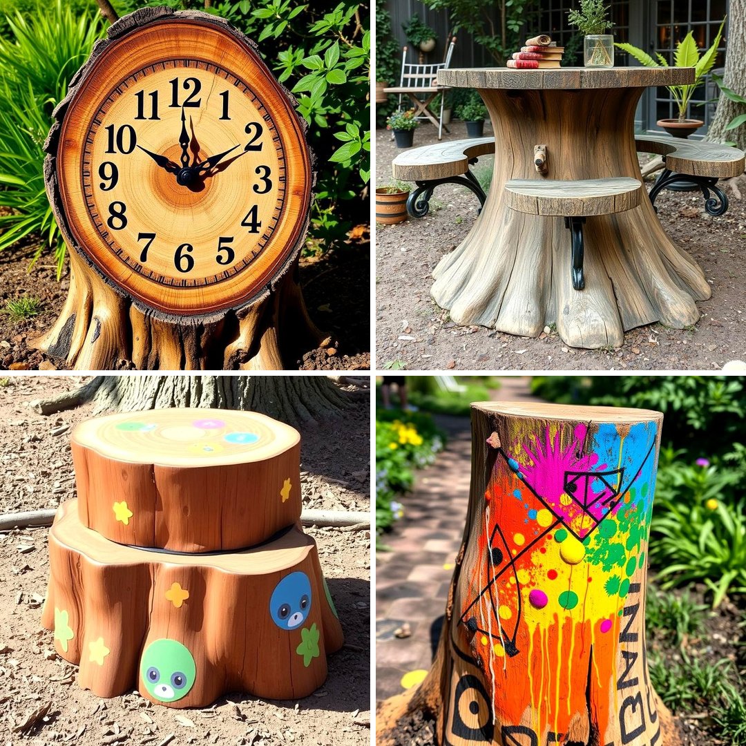 22 Tree Stump Decorating Ideas for Rustic Home Accents - Lost At E Minor