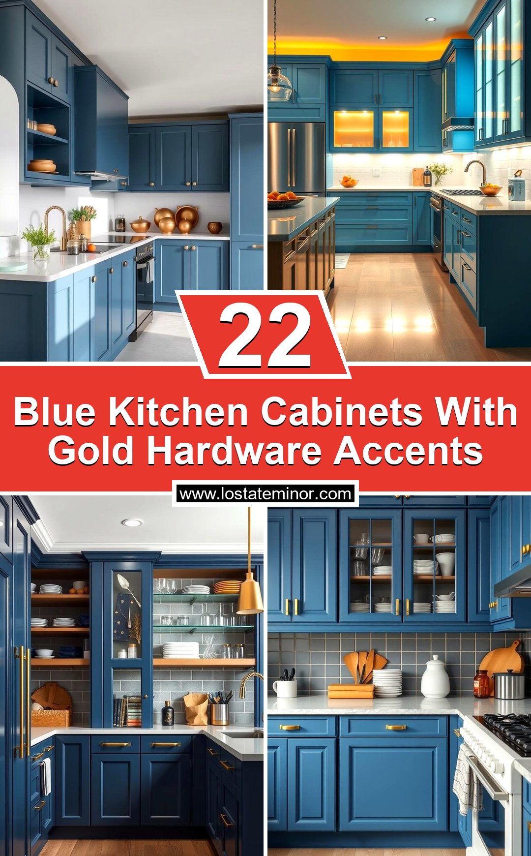 22 Blue Kitchen Cabinets With Gold Hardware Accents - Lost At E Minor