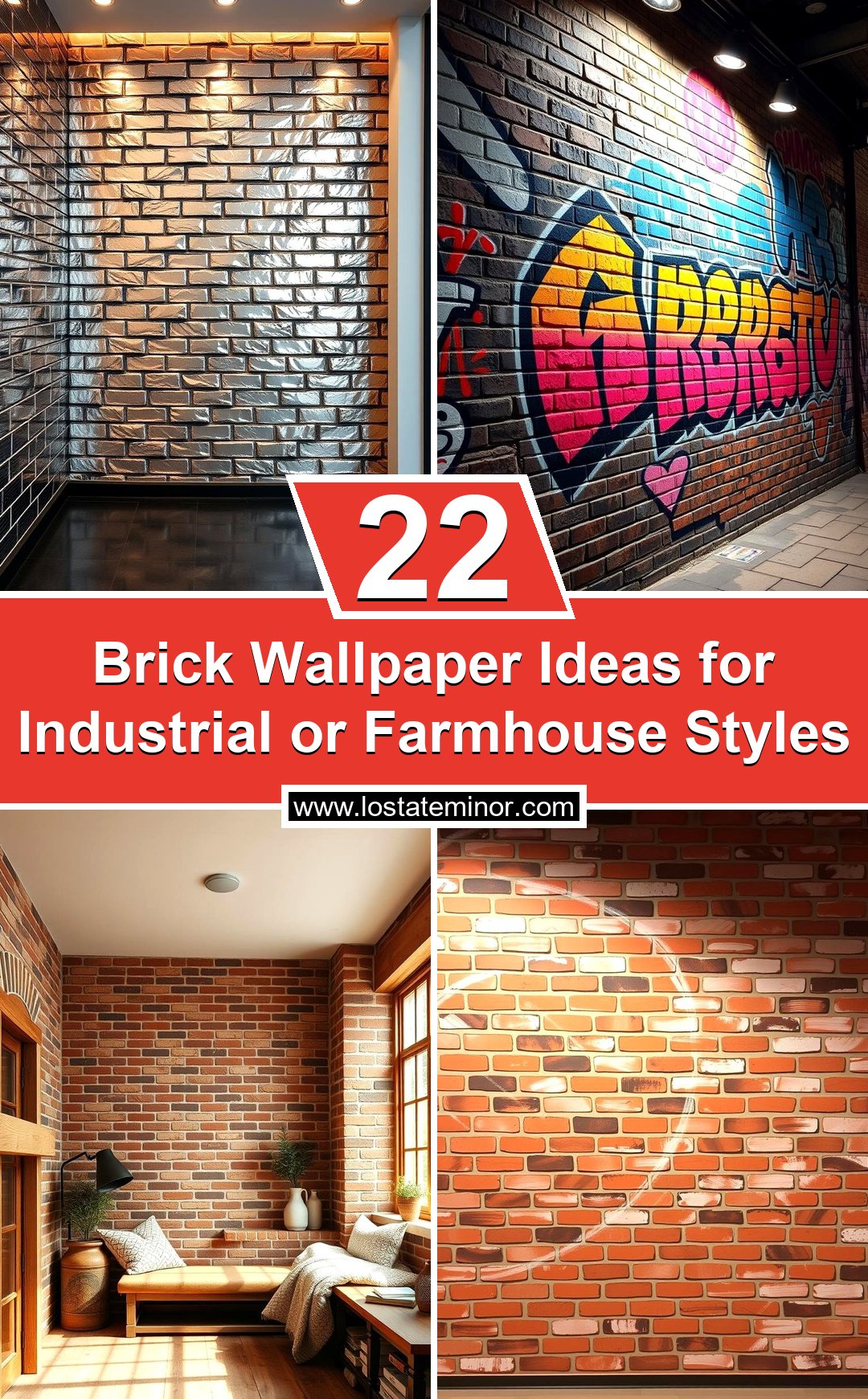 22 Brick Wallpaper Ideas for Industrial or Farmhouse Styles - Lost At E ...