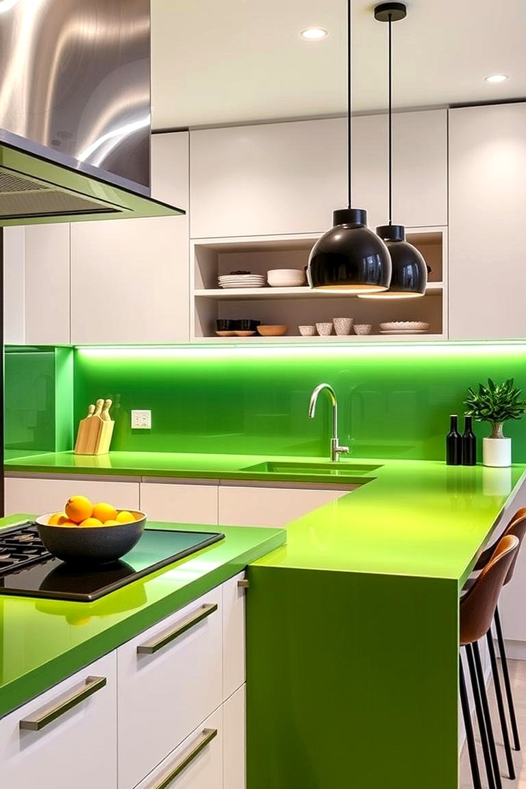 22 Fresh Kitchens With Green Countertops: Color Inspiration - Lost At E ...