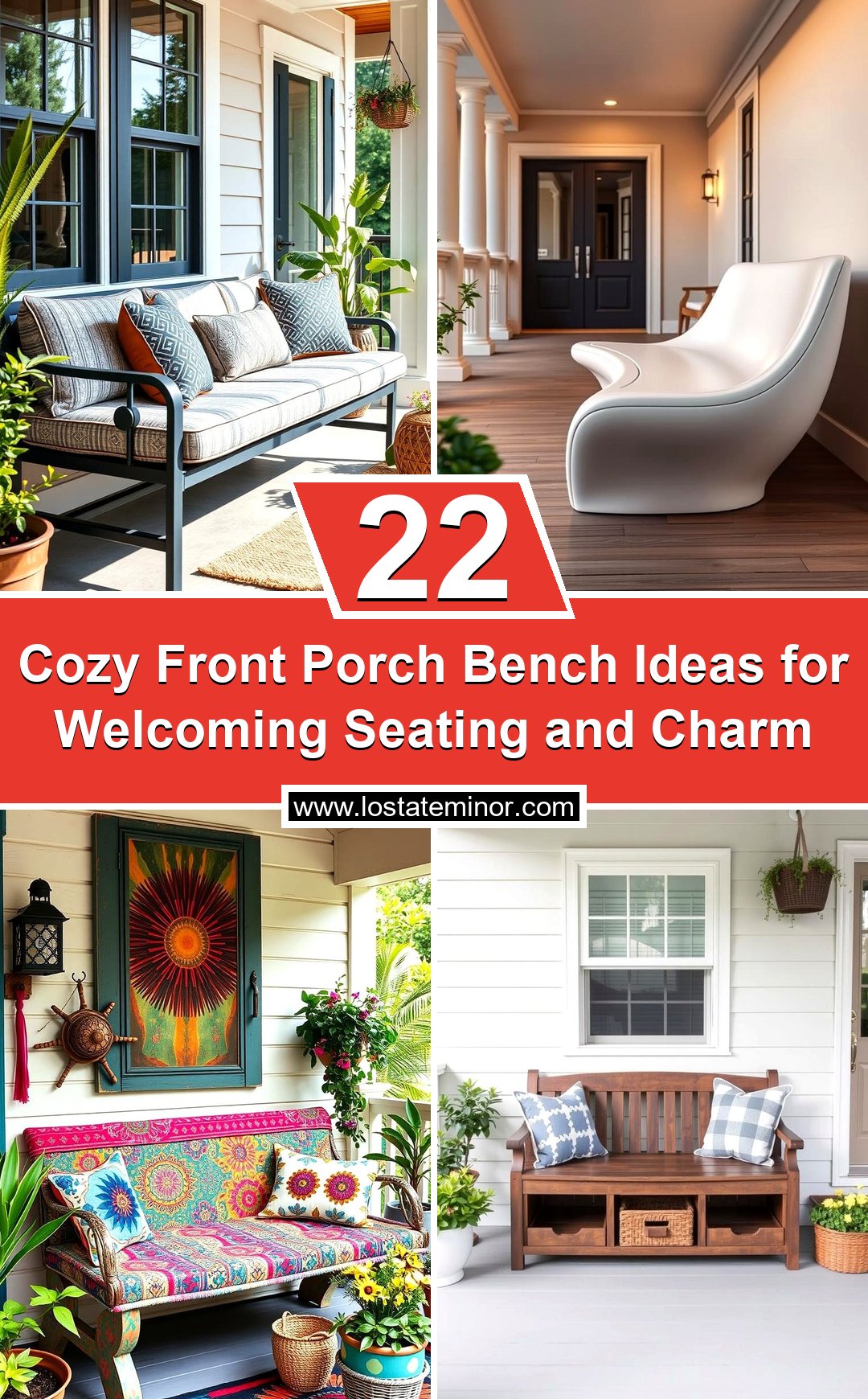 22 Cozy Front Porch Bench Ideas for Welcoming Seating & Charm - Lost At ...