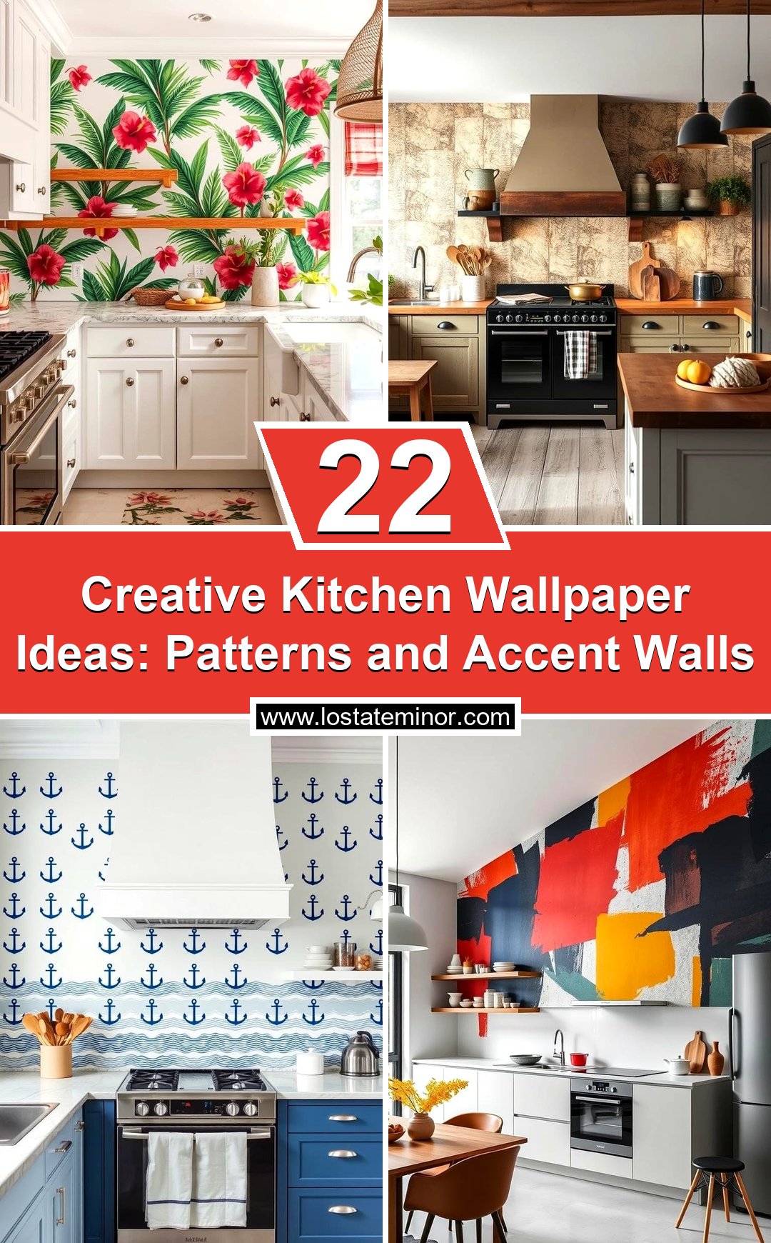 22 Creative Kitchen Wallpaper Ideas: Patterns & Accent Walls - Lost At ...