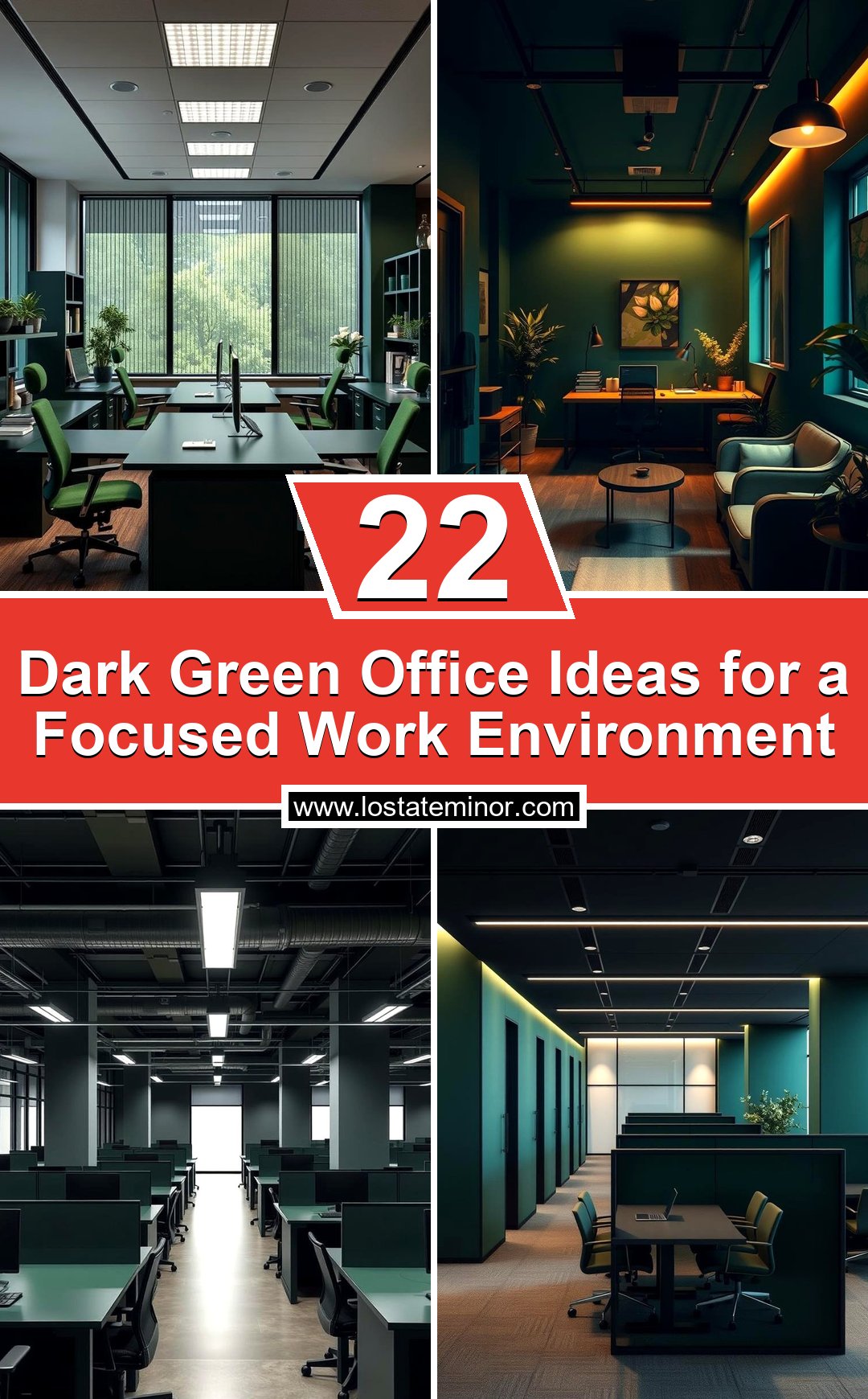 22 Dark Green Office Ideas for a Focused Work Environment - Lost At E Minor