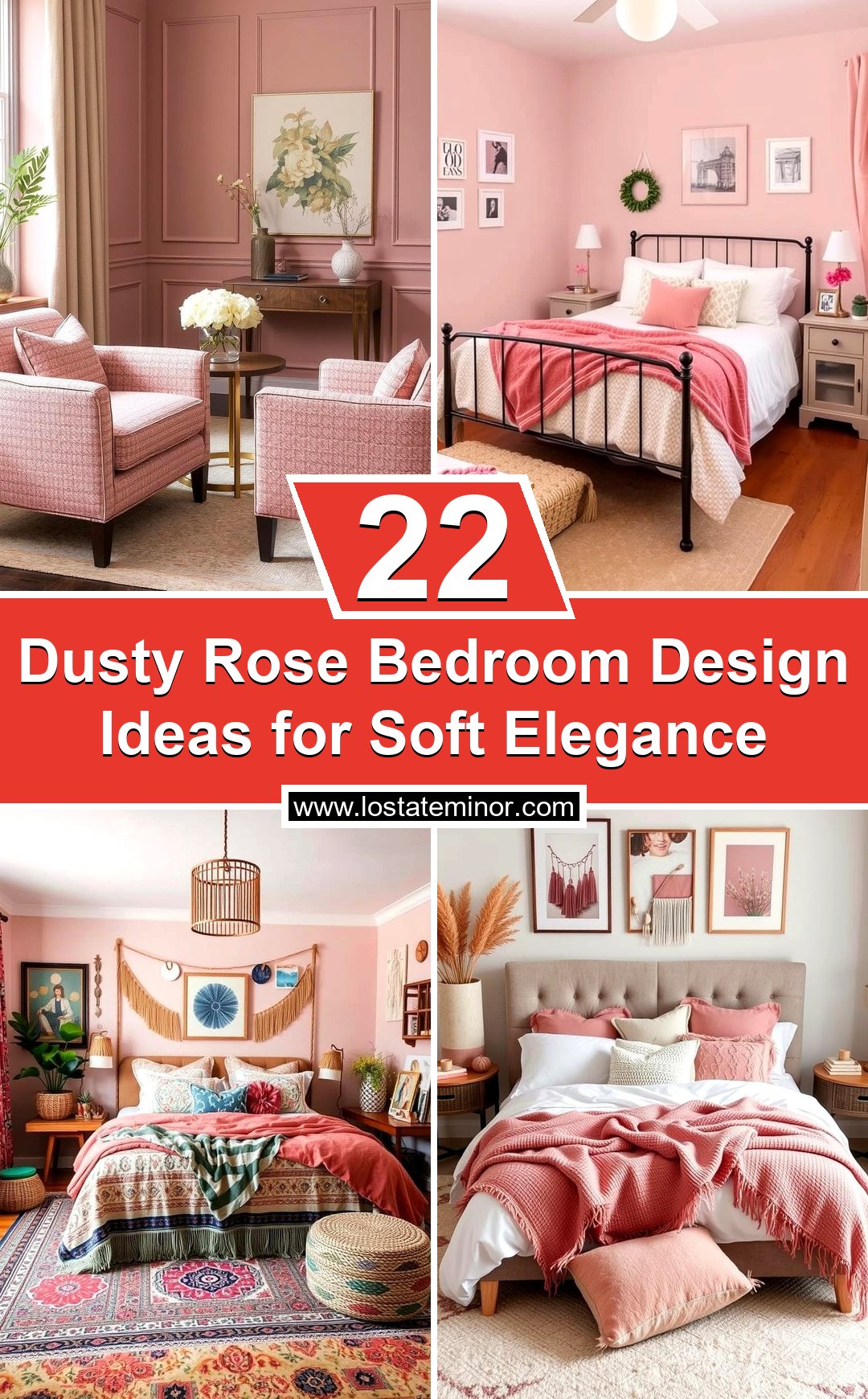22 Dusty Rose Bedroom Design Ideas for Soft Elegance - Lost At E Minor
