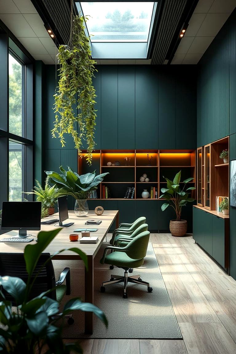22 Dark Green Office Ideas for a Focused Work Environment - Lost At E Minor