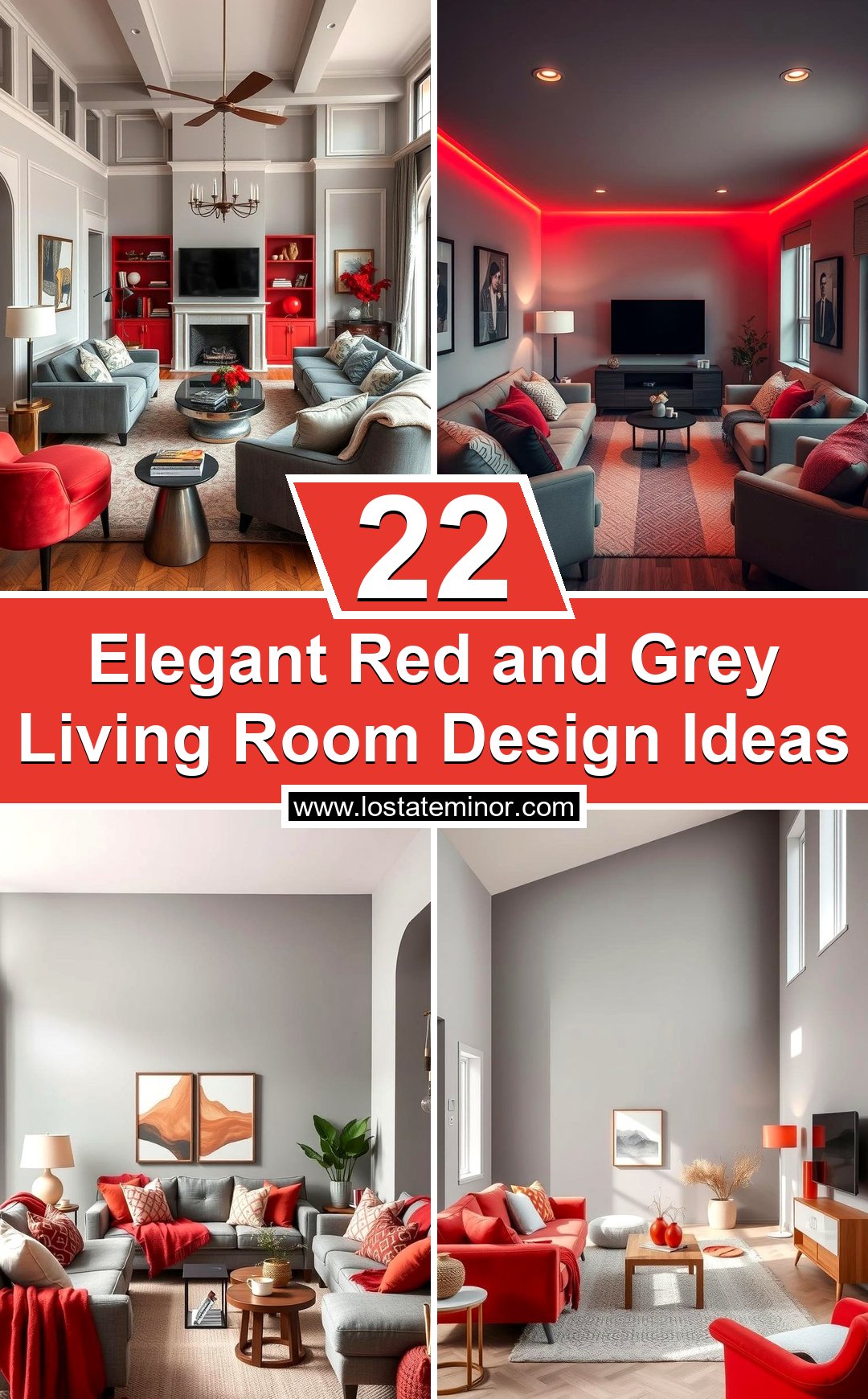22 Elegant Red and Grey Living Room Design Ideas - Lost At E Minor