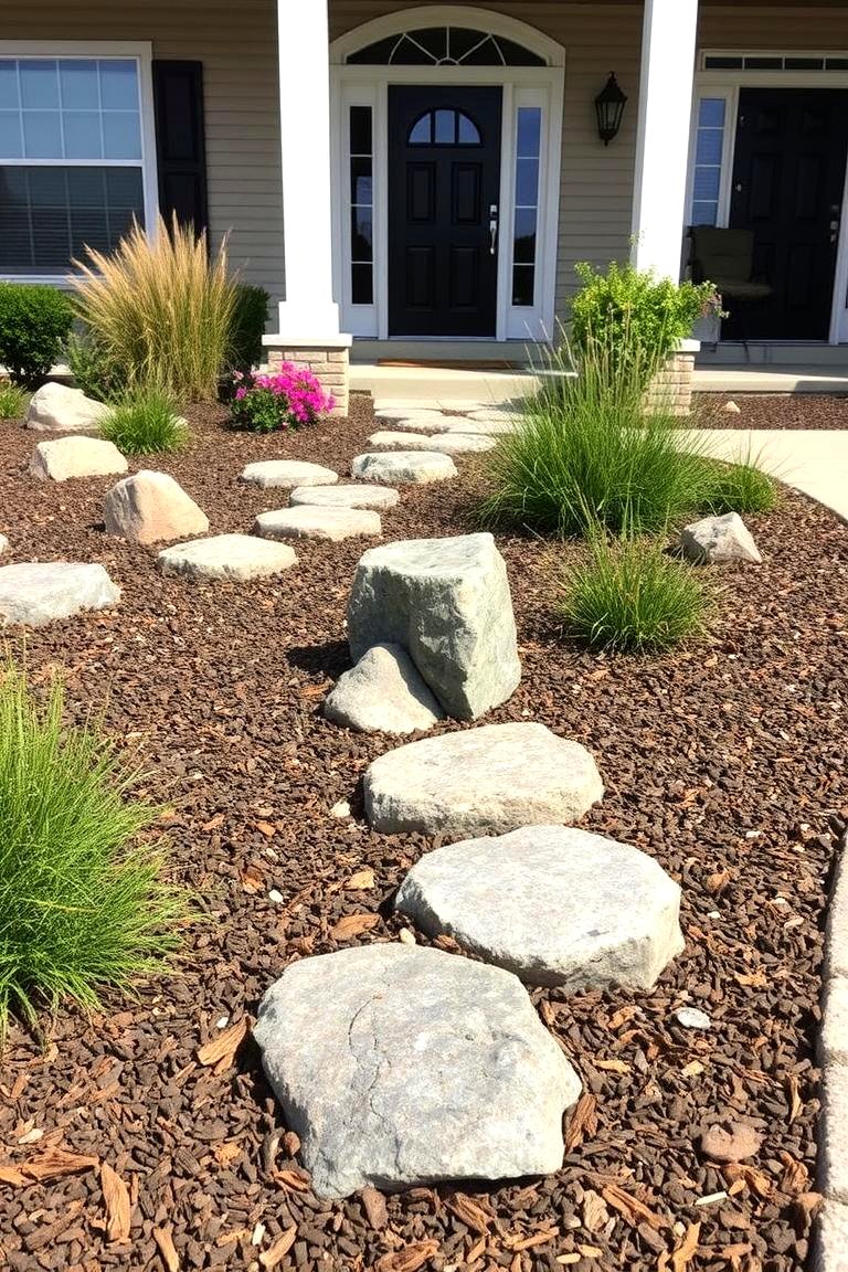 22 Rock & Mulch Front Yard Landscaping Design Ideas - Lost At E Minor