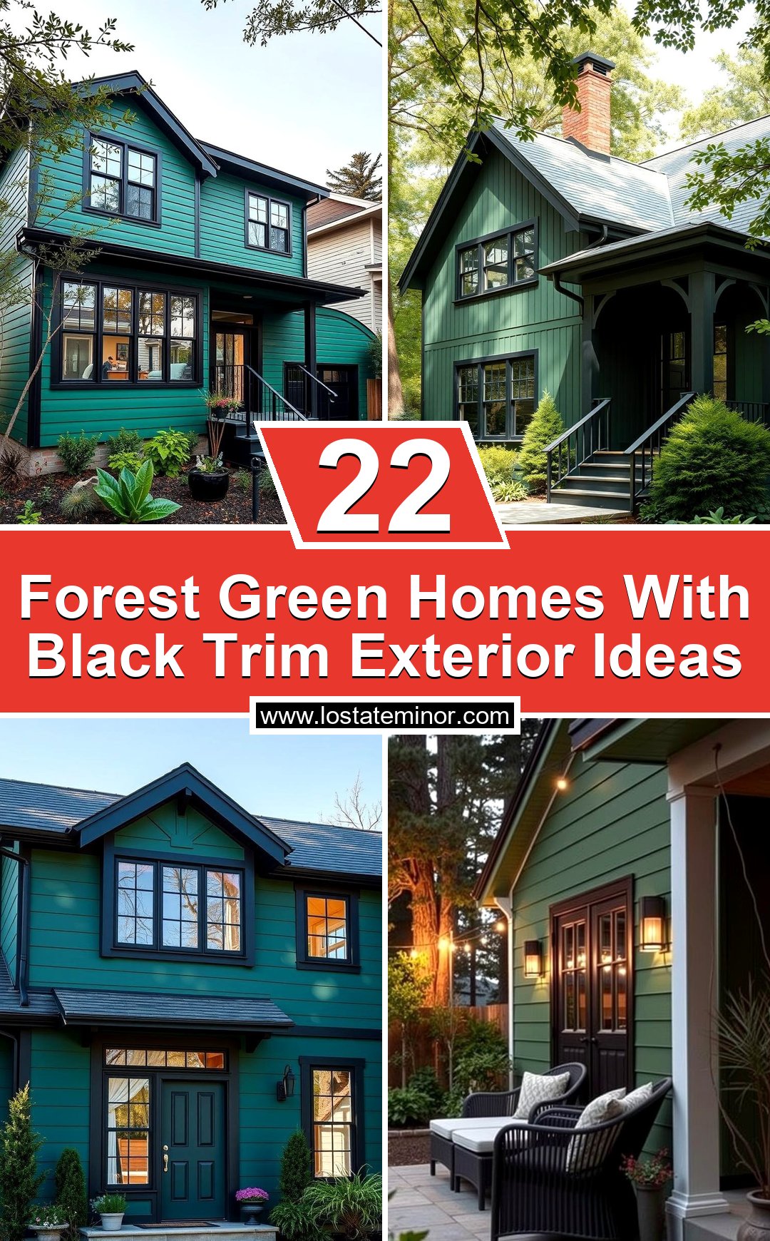 22 Forest Green Homes With Black Trim Exterior Ideas - Lost At E Minor