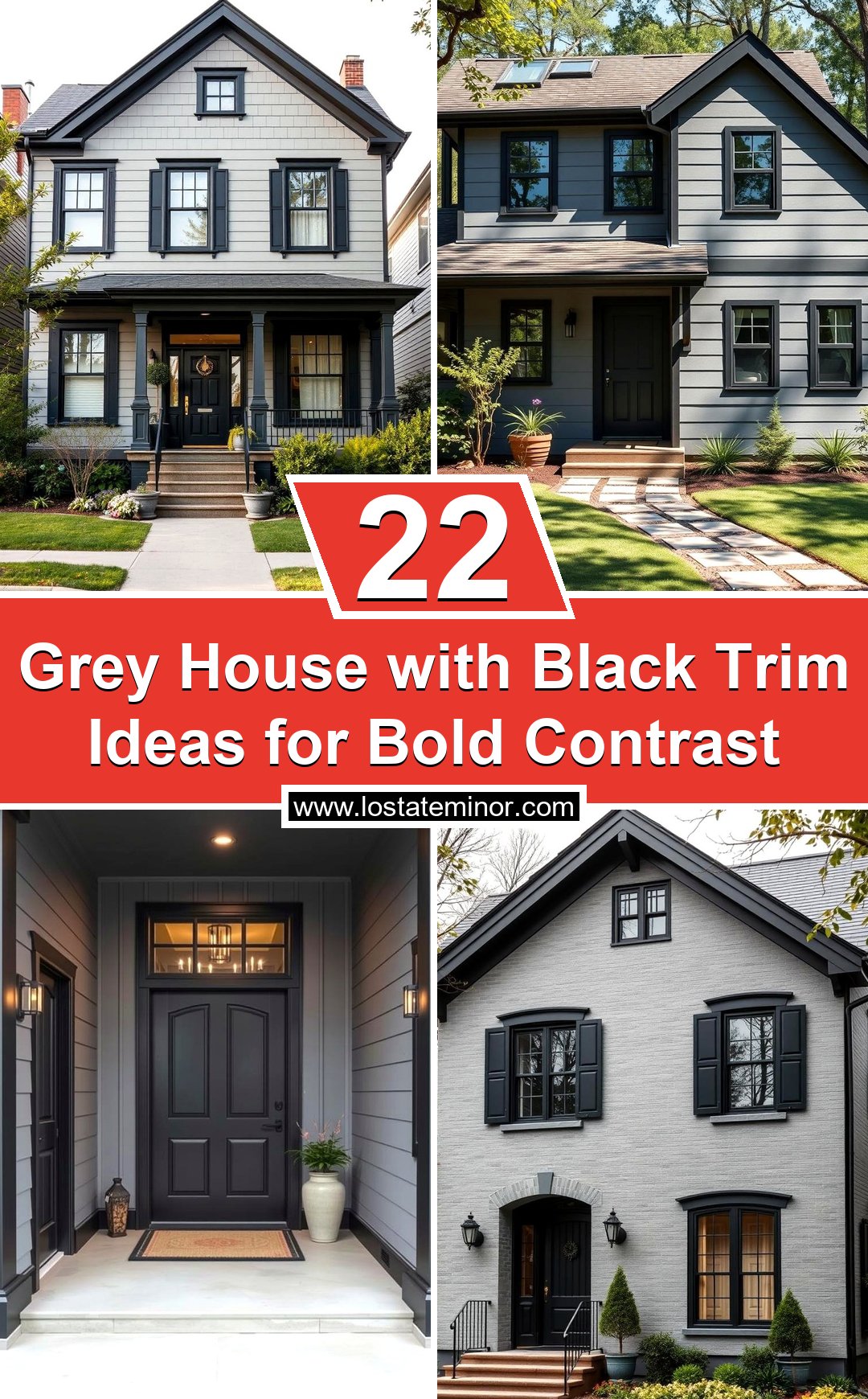 22 Grey House with Black Trim Ideas for Bold Contrast - Lost At E Minor
