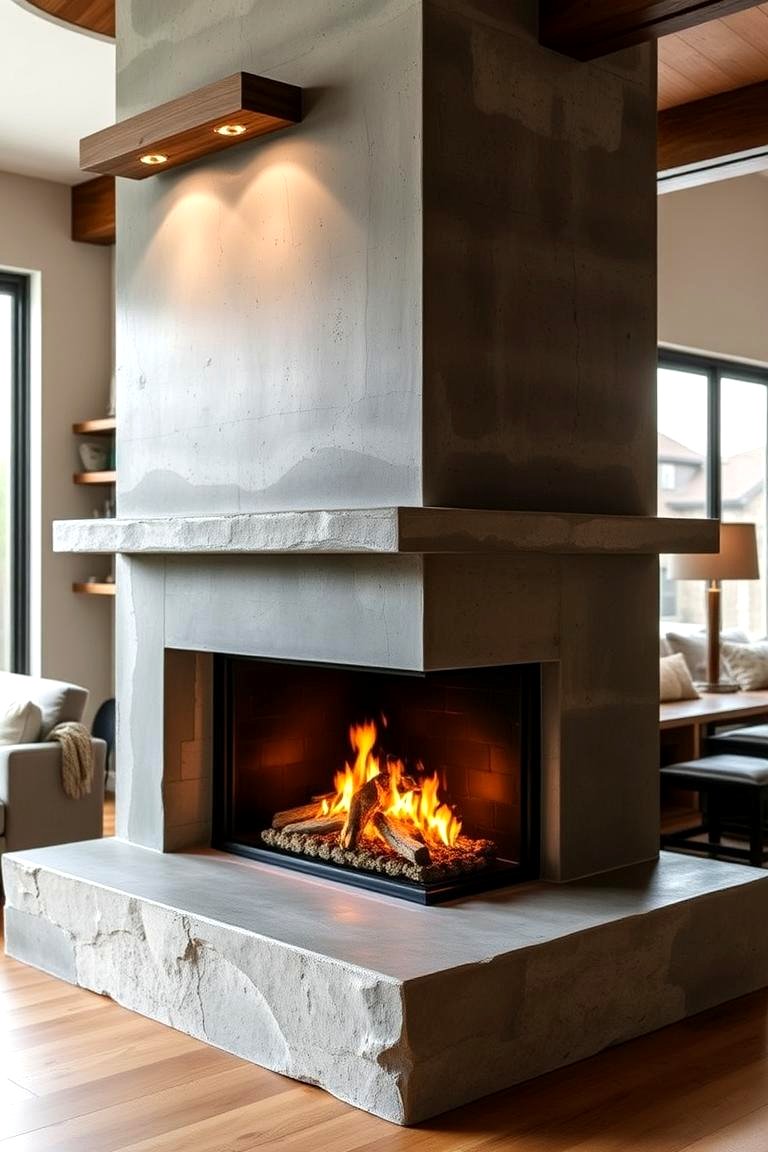 22 Concrete Fireplace Ideas for Modern & Industrial Interiors - Lost At ...