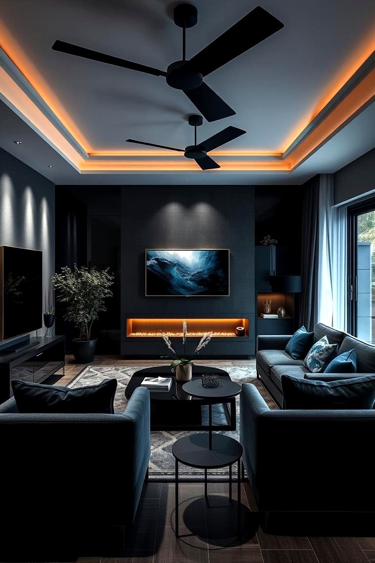 22 Black & Blue Living Room Ideas for Dynamic Contrast - Lost At E Minor