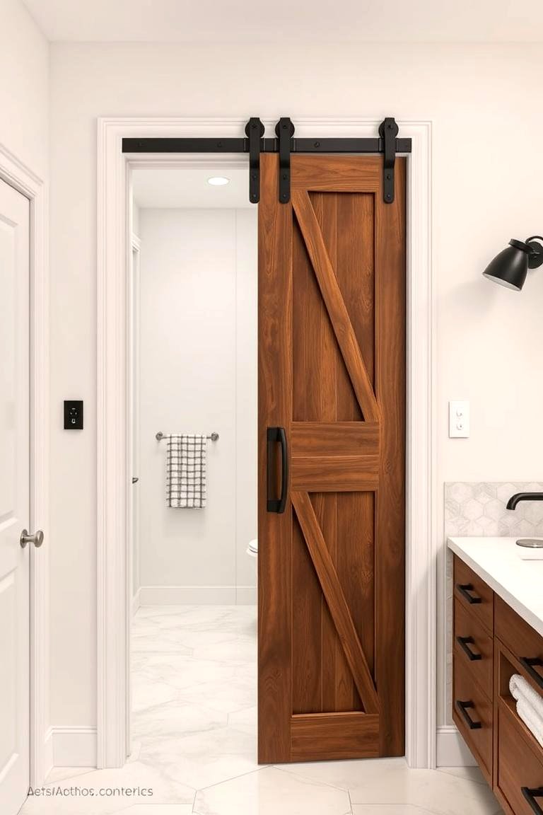 22 Bathroom Barn Door Ideas for Space-Saving Style - Lost At E Minor