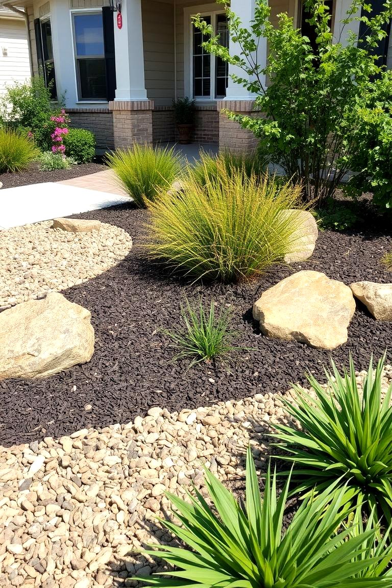 22 Rock & Mulch Front Yard Landscaping Design Ideas - Lost At E Minor