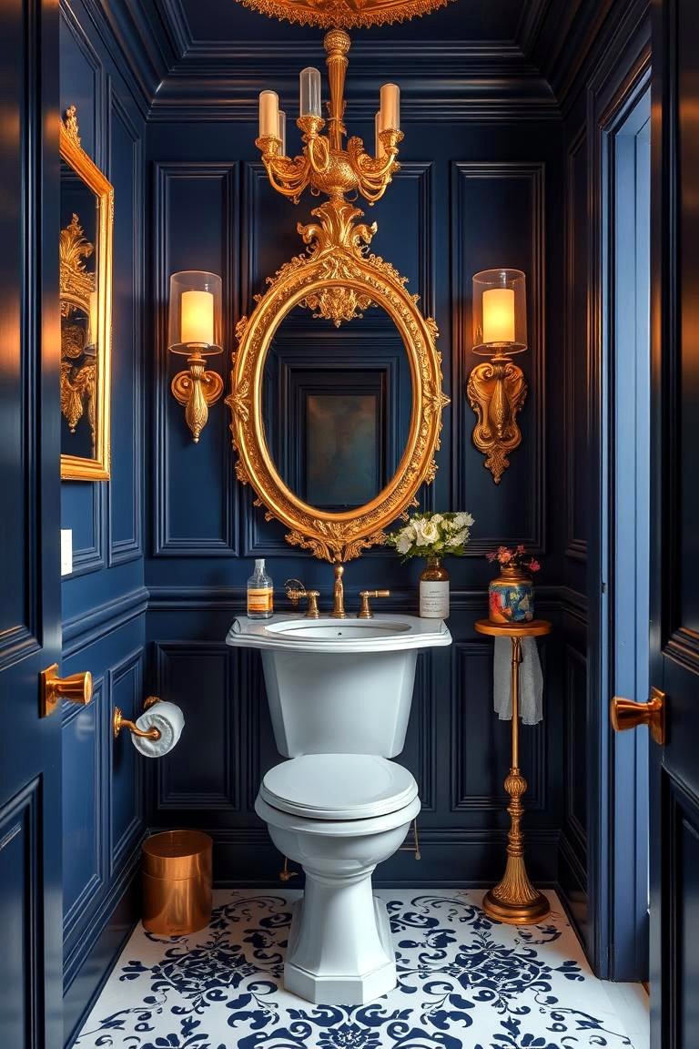 22 Navy Blue Powder Room Ideas for Bold and Elegant Style - Lost At E Minor