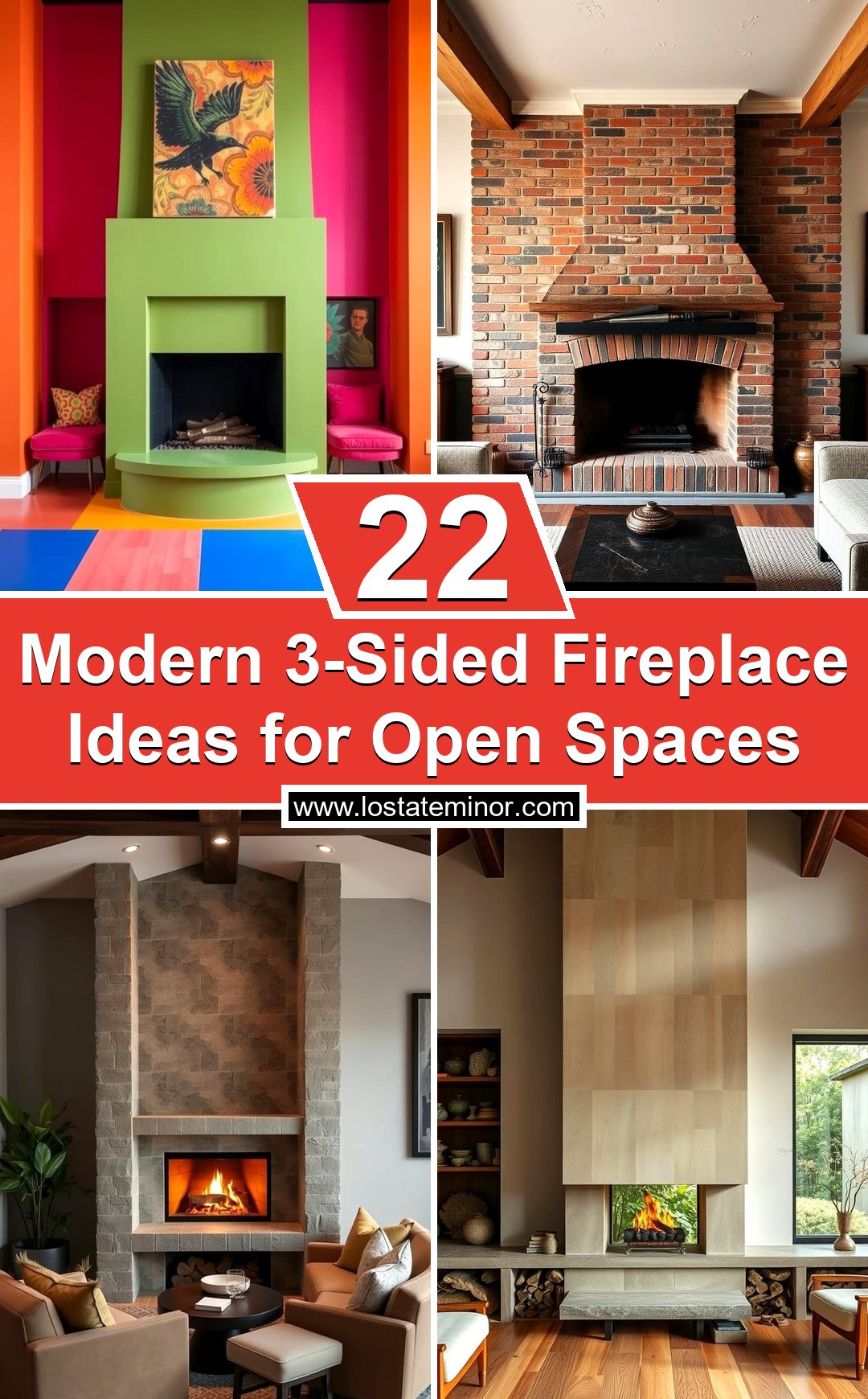 22 Modern 3-Sided Fireplace Ideas for Open Spaces - Lost At E Minor