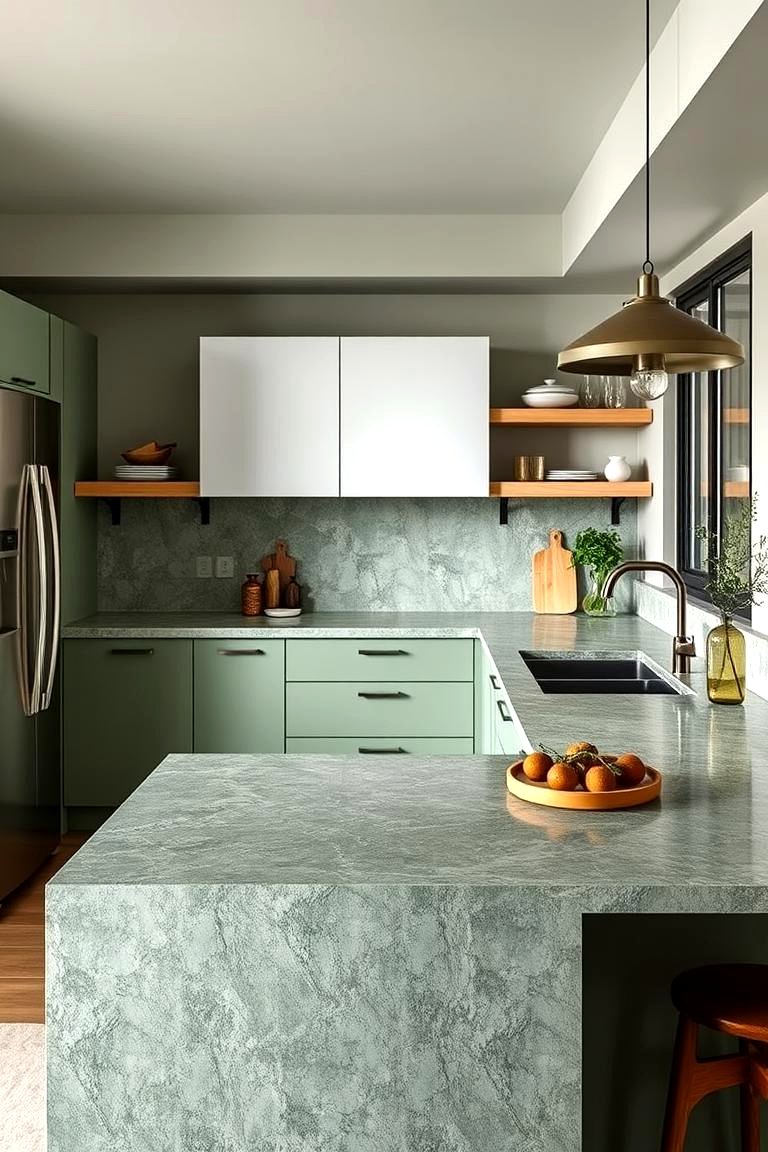 22 Fresh Kitchens With Green Countertops: Color Inspiration - Lost At E ...