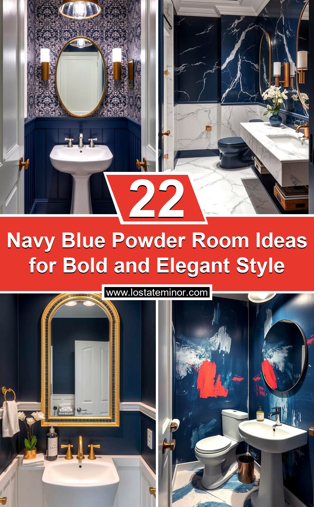 22 Navy Blue Powder Room Ideas for Bold and Elegant Style - Lost At E Minor