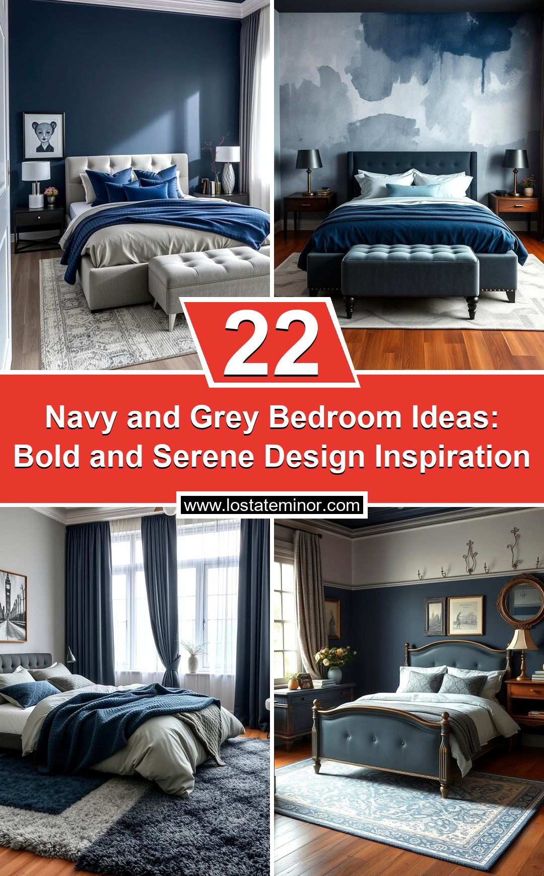 22 Navy & Grey Bedroom Ideas: Bold and Serene Design Inspiration - Lost ...