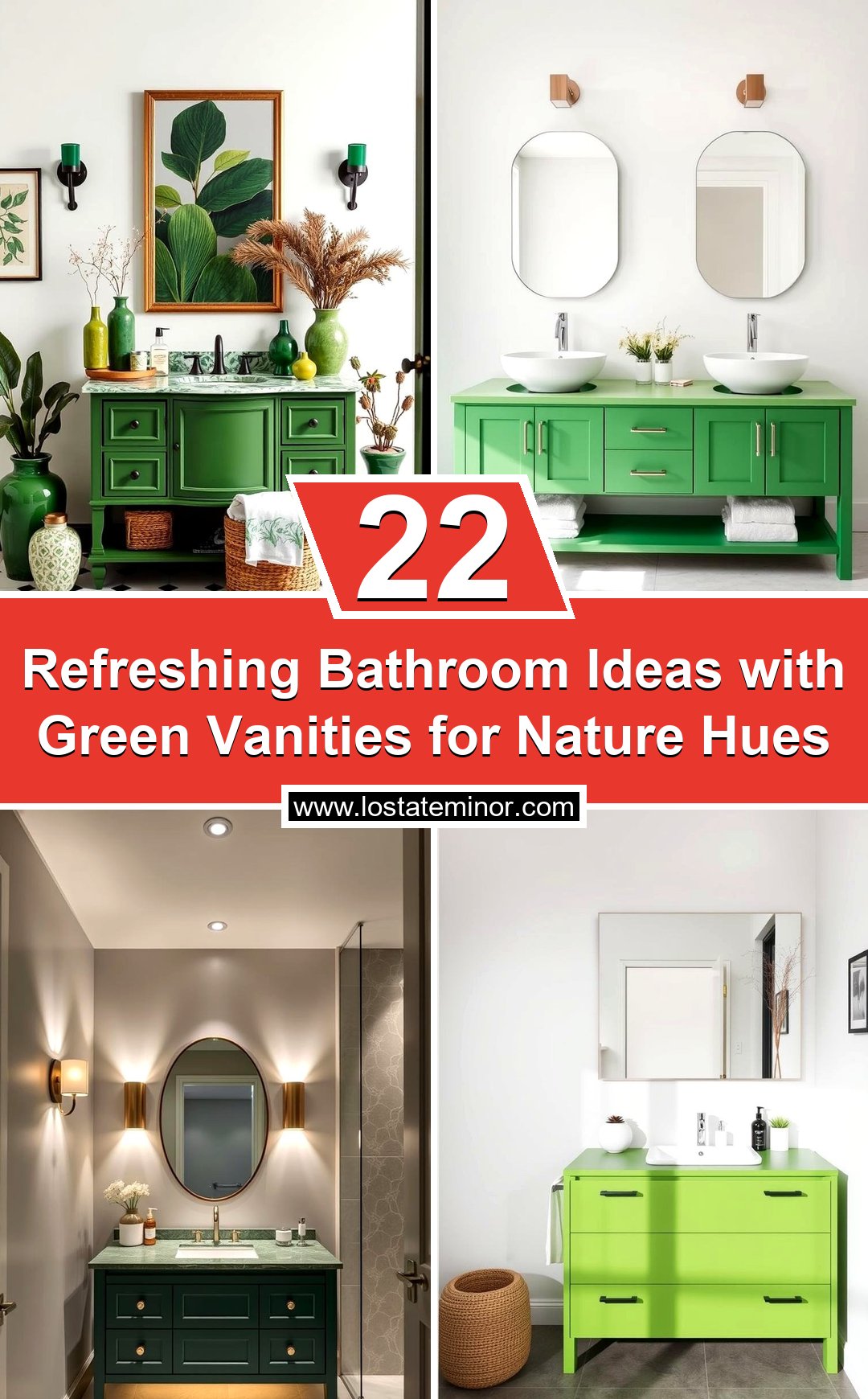 22 Refreshing Bathroom Ideas with Green Vanities for Nature Hues - Lost ...