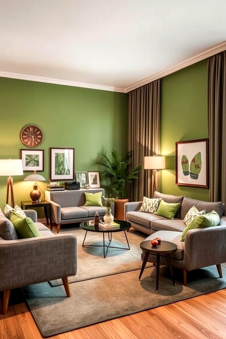 22 Green & Grey Living Room Ideas for Sophisticated Harmony - Lost At E ...