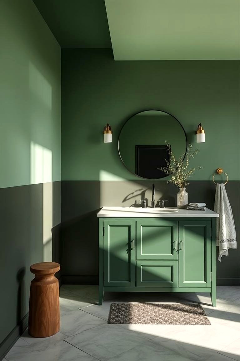 22 Refreshing Bathroom Ideas with Green Vanities for Nature Hues - Lost ...
