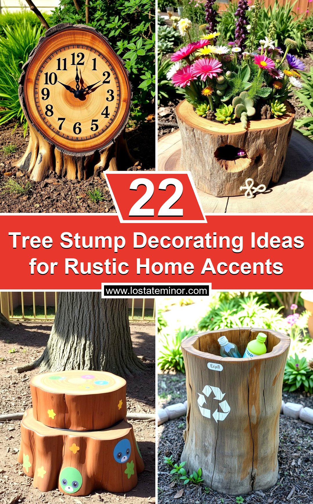 22 Tree Stump Decorating Ideas for Rustic Home Accents - Lost At E Minor