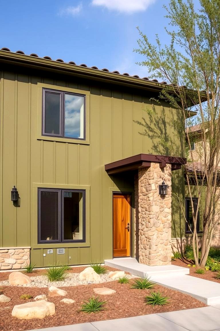 22 Olive Green House Exterior Design Inspirations - Lost At E Minor