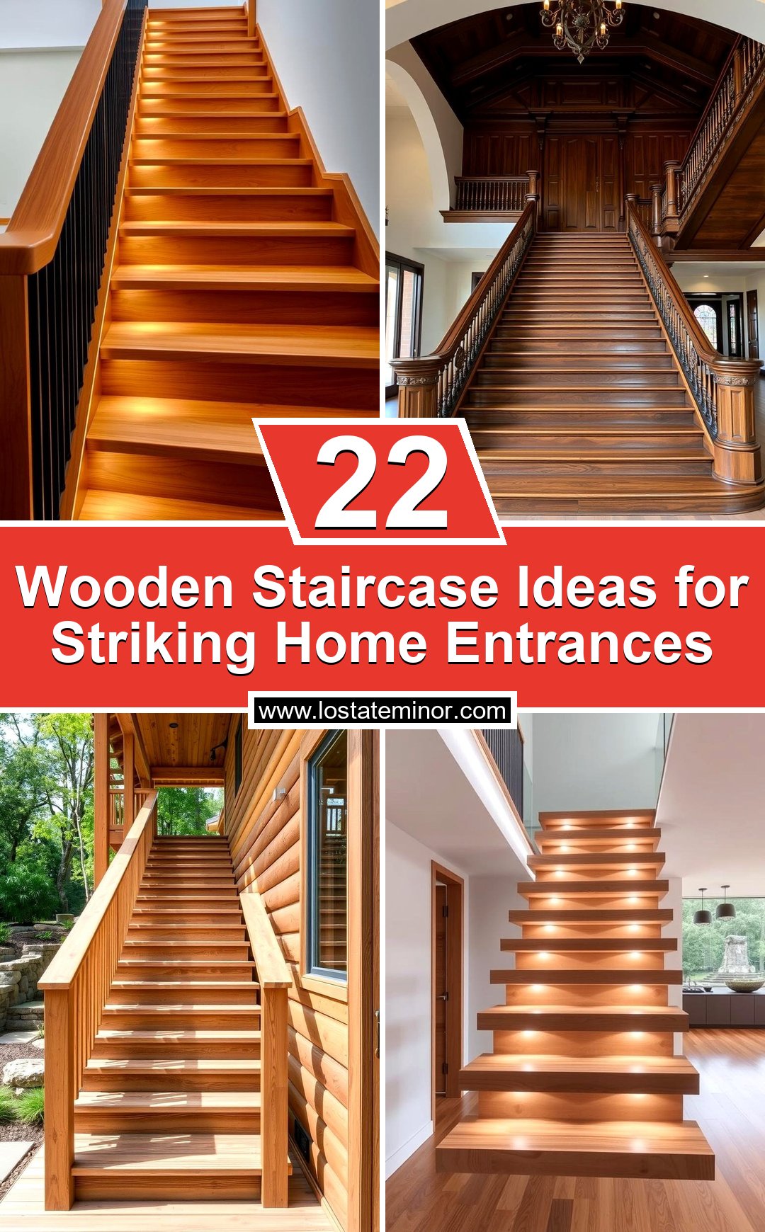 22 Wooden Staircase Ideas for Striking Home Entrances - Lost At E Minor