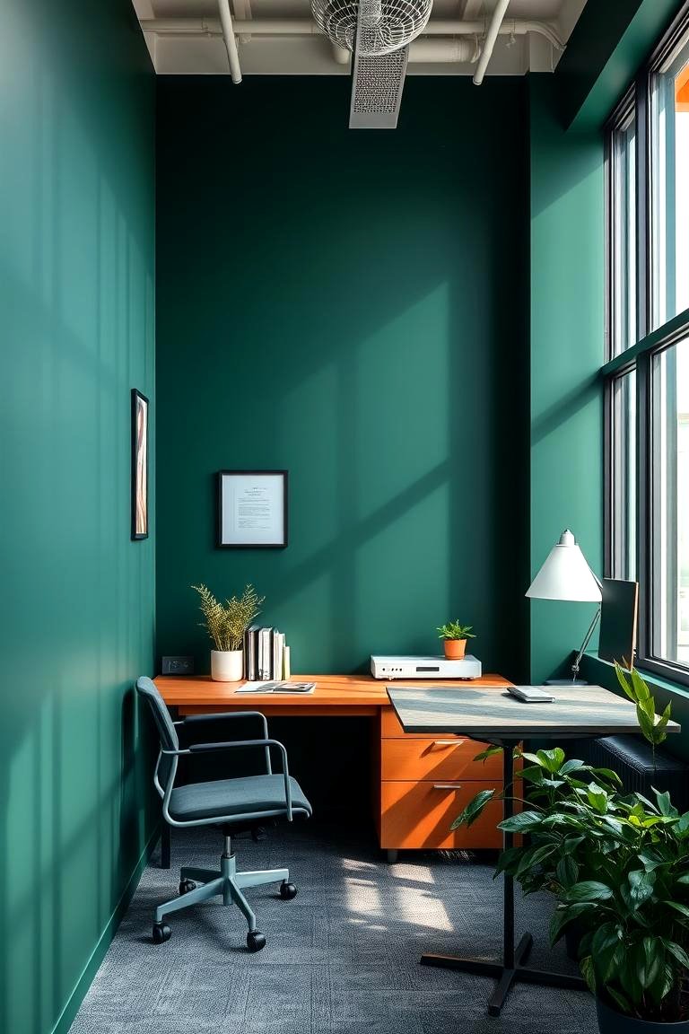 22 Dark Green Office Ideas for a Focused Work Environment - Lost At E Minor
