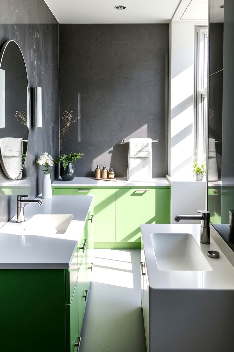22 Refreshing Bathroom Ideas with Green Vanities for Nature Hues - Lost ...