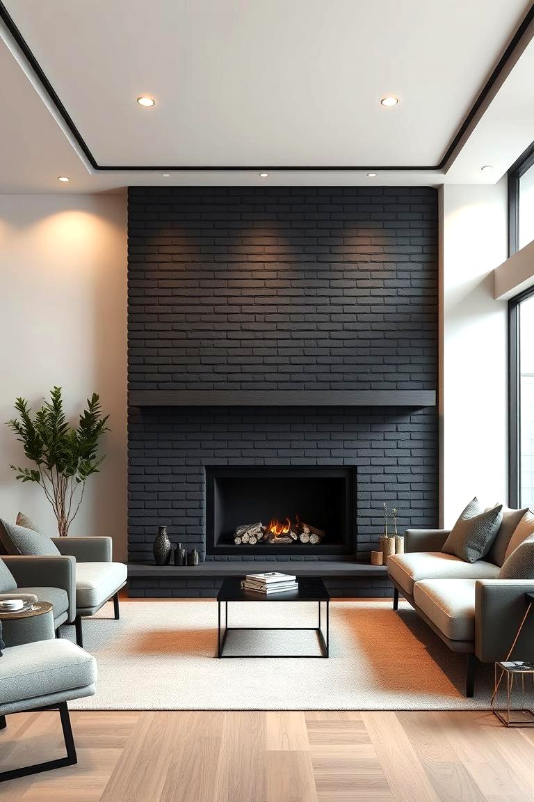 22 Modern Black Brick Fireplace Design Inspirations - Lost At E Minor