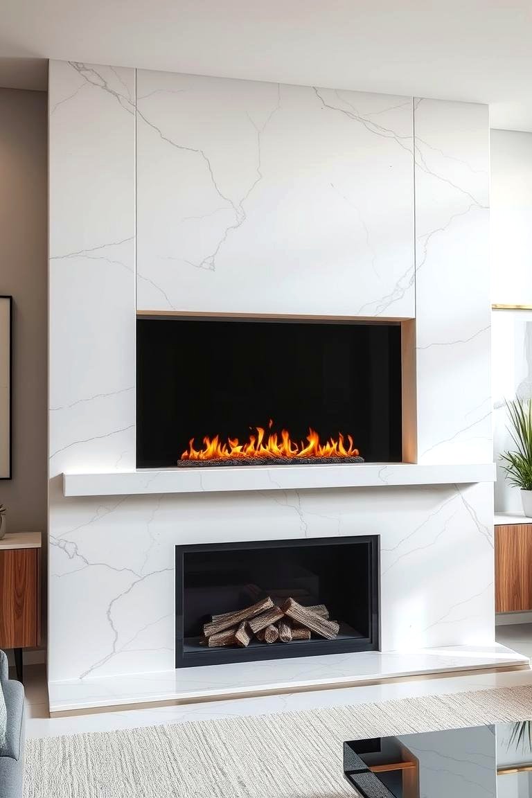 22 Stylish Quartz Fireplace Surround Design Ideas - Lost At E Minor